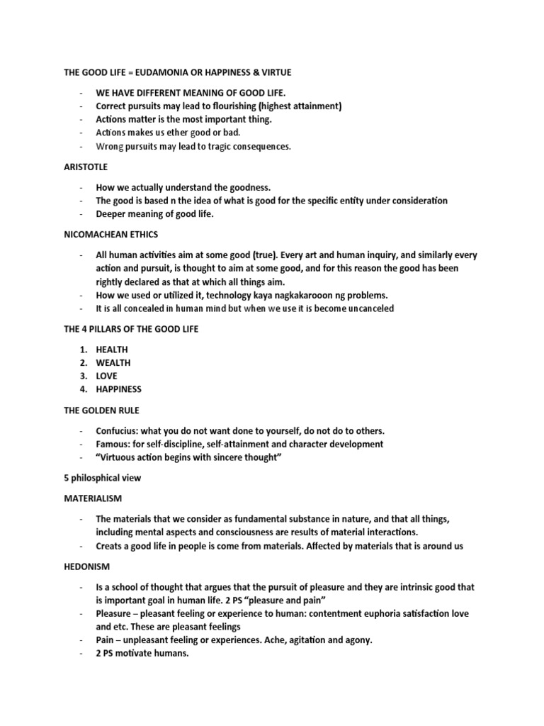 The Good Life | PDF | Pleasure | Happiness