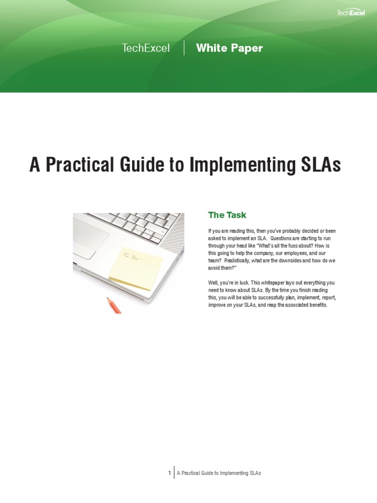A Practical Guide To Implementing Slas: Techexcel White Paper | PDF