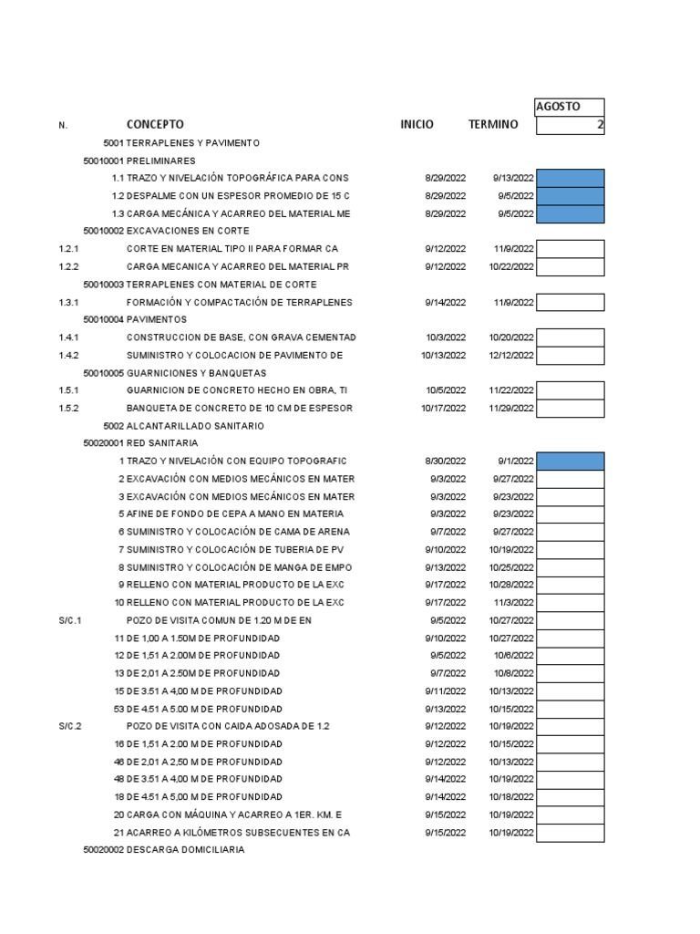 Tulipanes, Catalogo, P.U. Programa de Ejecucion | PDF | Hormigón | Alcantarillado