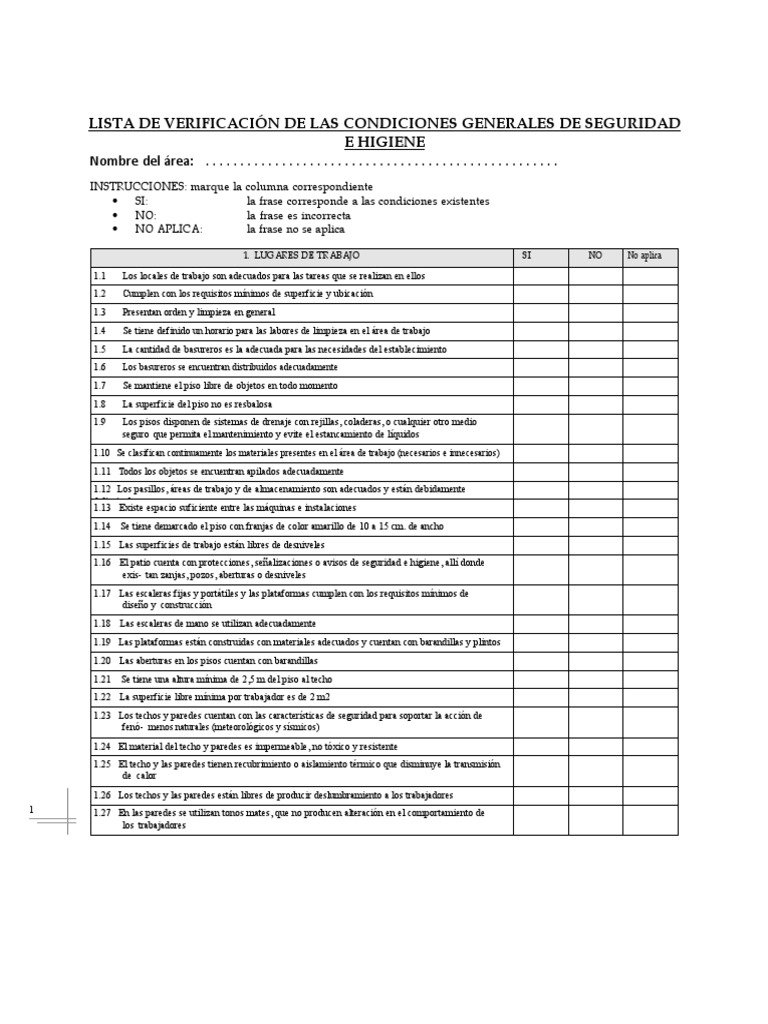 Check List N1 | PDF | Agua | Ingeniería Ambiental