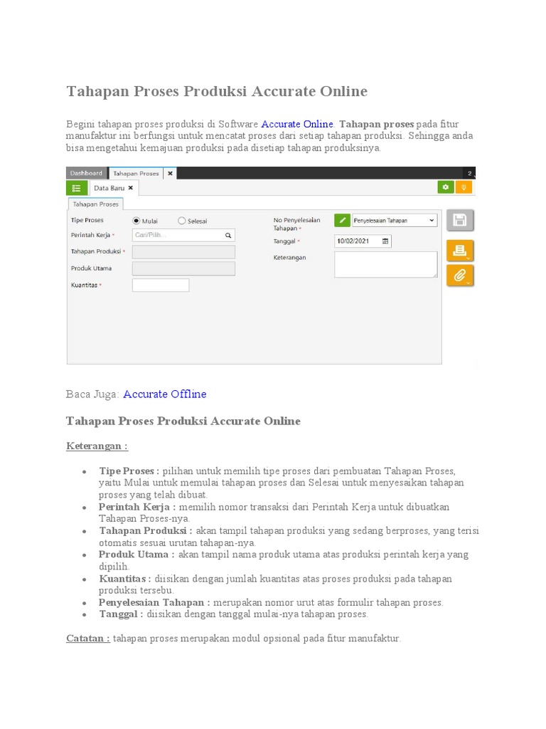 Proses Produksi di Accurate Online | PDF