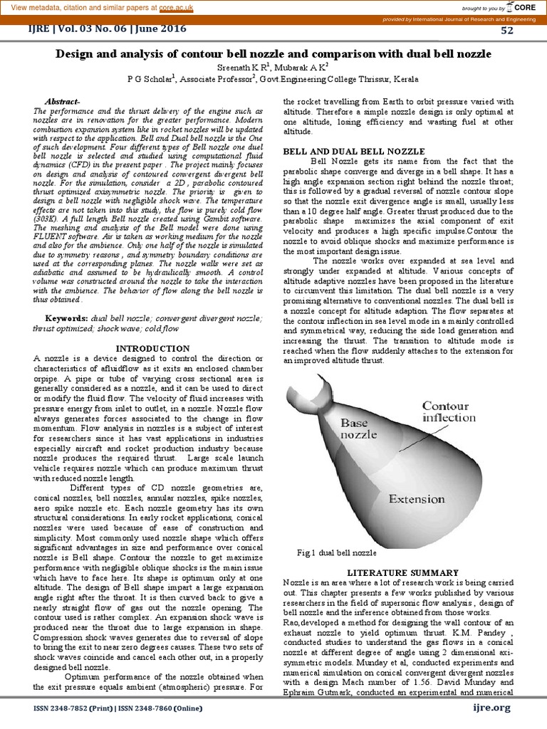 Design and Analysis of Dual Bell Nozzle | PDF | Nozzle | Continuum Mechanics