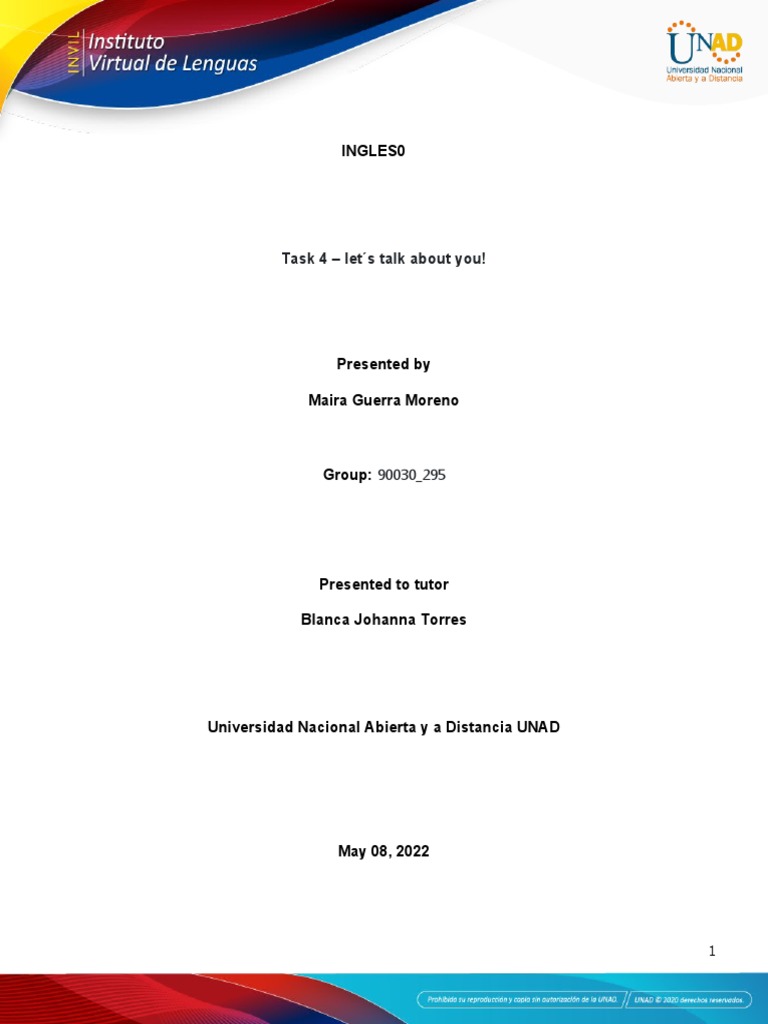 Task 4 - Let S Talk About You! | PDF Task 4 - Let S Talk About You! | PDF