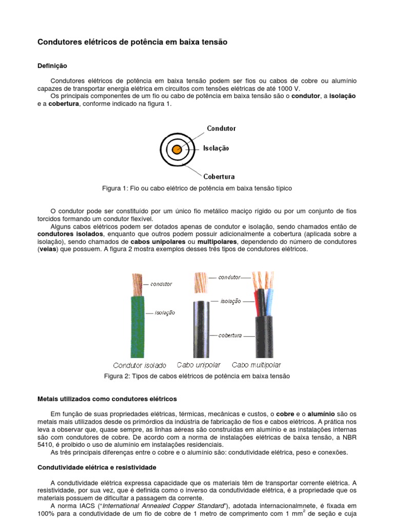 Condutores Eletricidade | PDF | Condutor elétrico | Resistividade ...