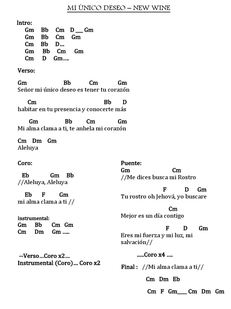 Mi Único Deseo New Wine | PDF