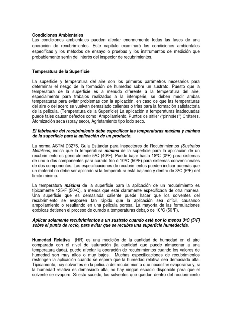 Condiciones Ambientales | Descargar gratis PDF | Humedad | Temperatura