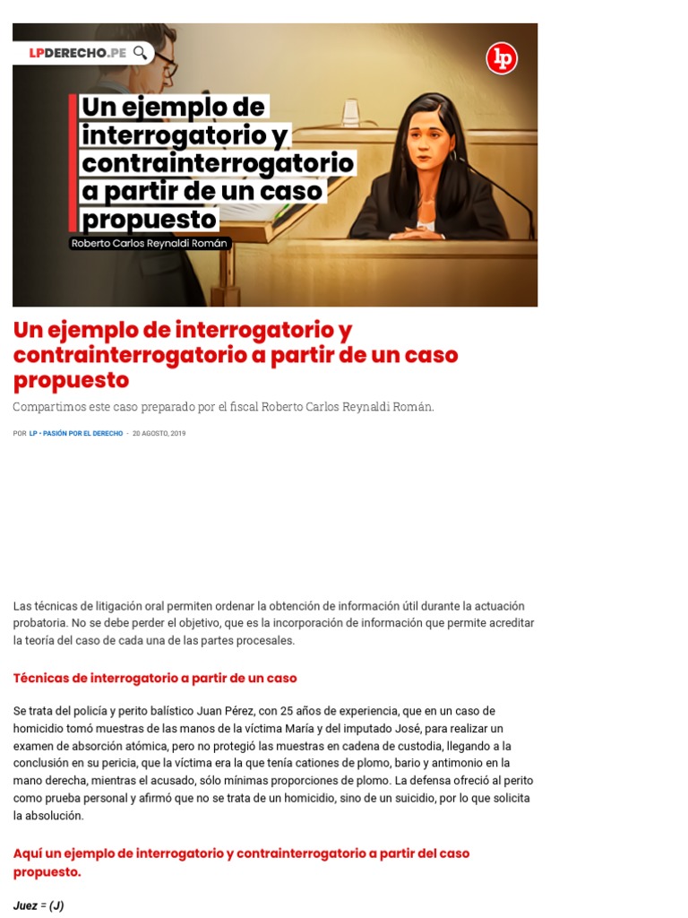 Un Ejemplo de Interrogatorio y Contrainterrogatorio A Partir de Un Caso ...
