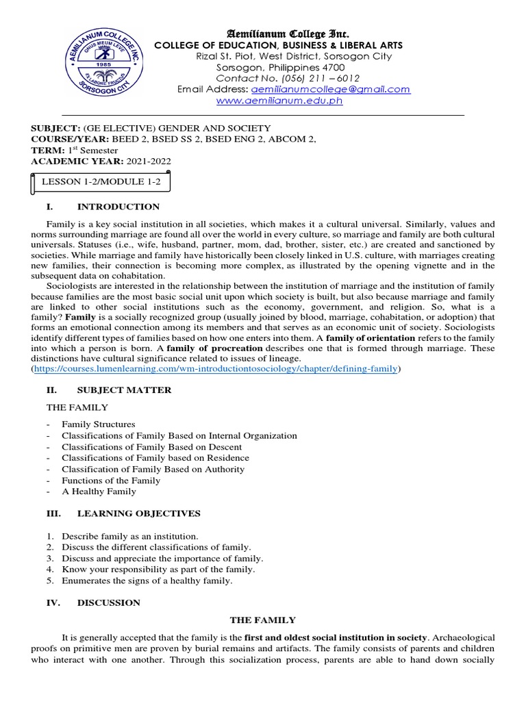 Gender and Society Finals Modules | PDF | Birth Control | Family Planning