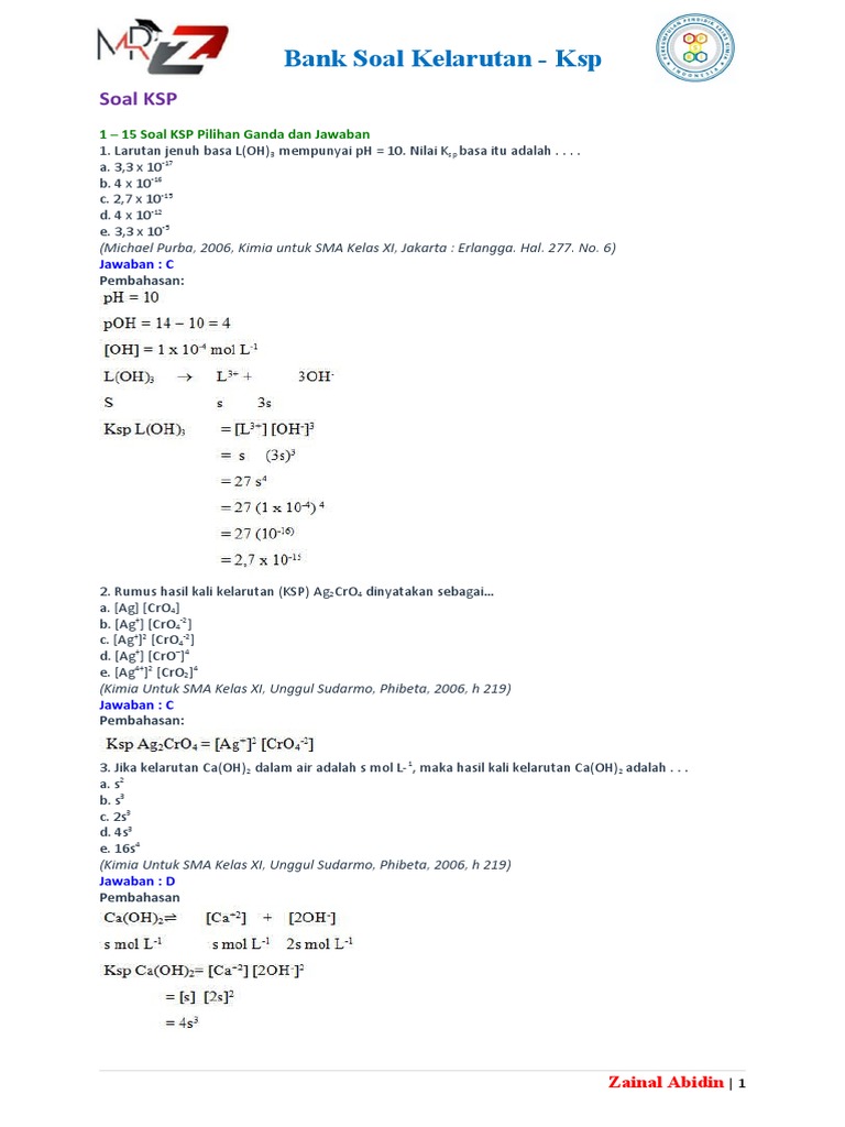 Bank Soal Kelas XI - KSP | PDF