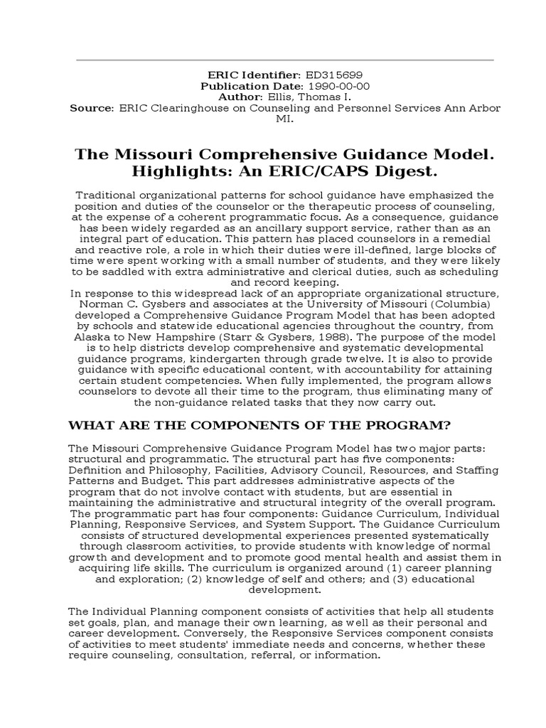 Comprehensive Guidance Model | PDF | School Counselor | Curriculum