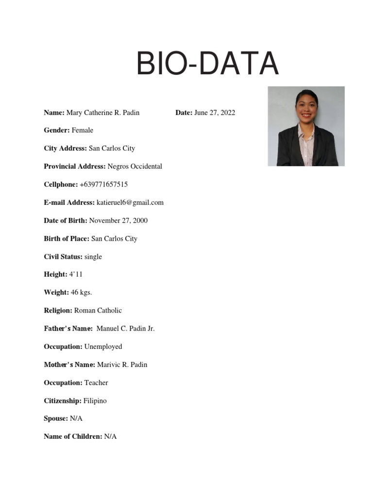 Bio Data Pdf