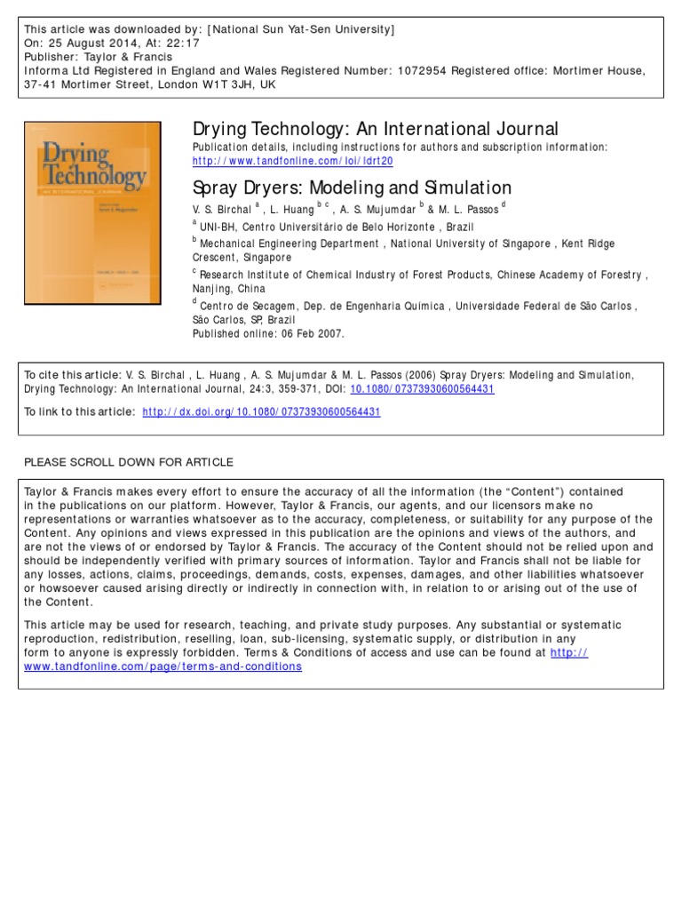 spray Dryers Modeling and Simulation | PDF | Computational Fluid Dynamics | Heat Transfer