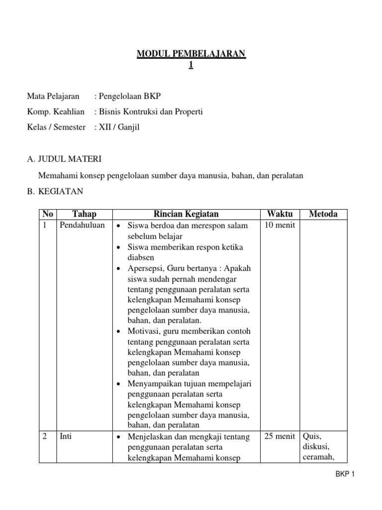 MODUL PEMBELAJARAN 1. A. JUDUL MATERI Memahami Konsep Pengelolaan ...