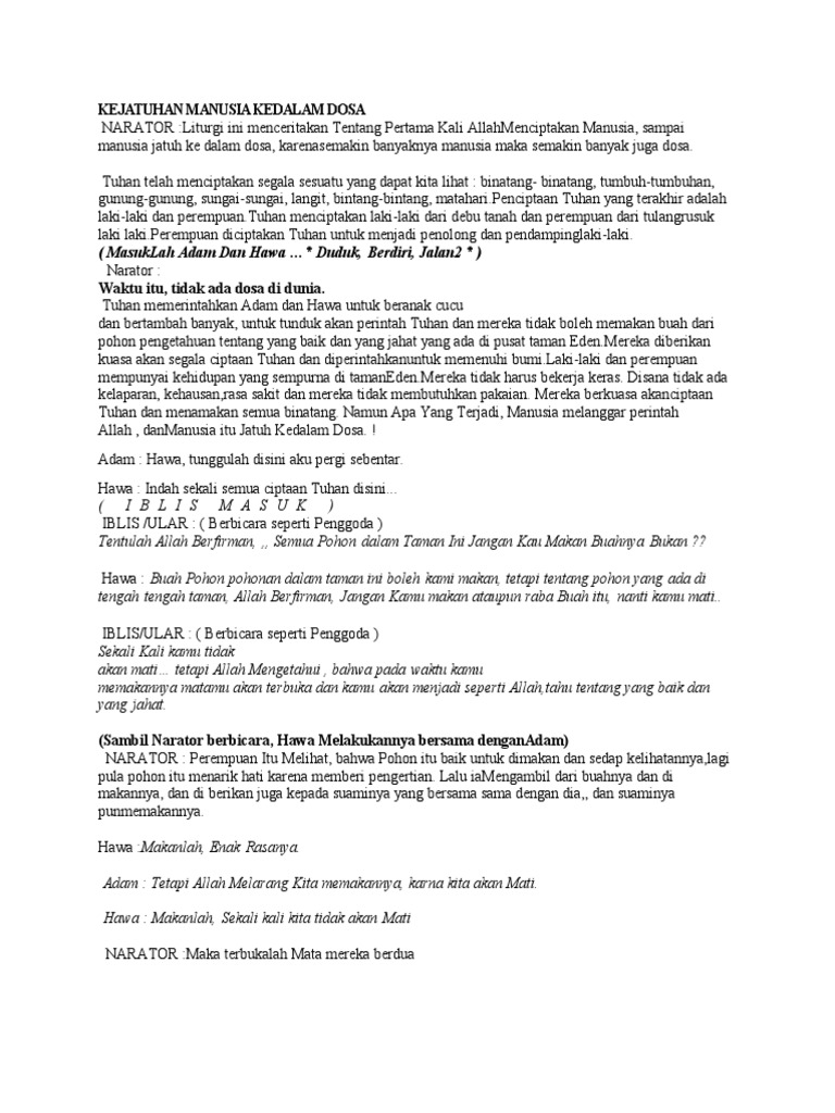 Liturgi Kejatuhan Manusia Kedalam Dosa | PDF