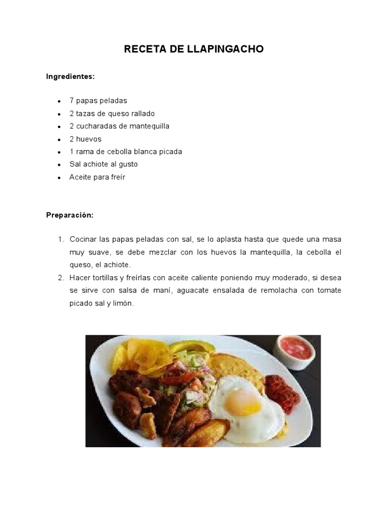 Receta de Llapingacho | PDF