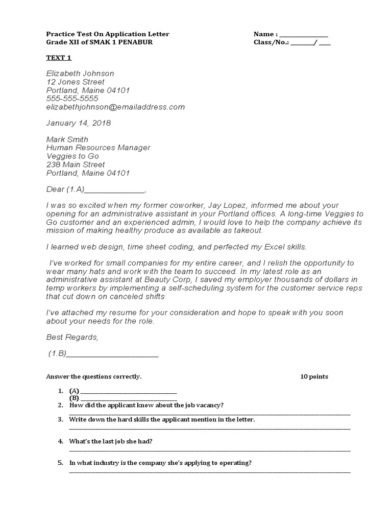 Grade 12 Application Letter Test | PDF | Brand | World Wide Web