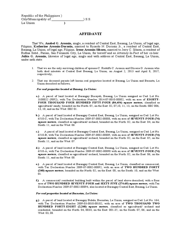 Affidavit-of-NI-NT-TL-R-NPC (Sample) | PDF | Legal Documents | Property