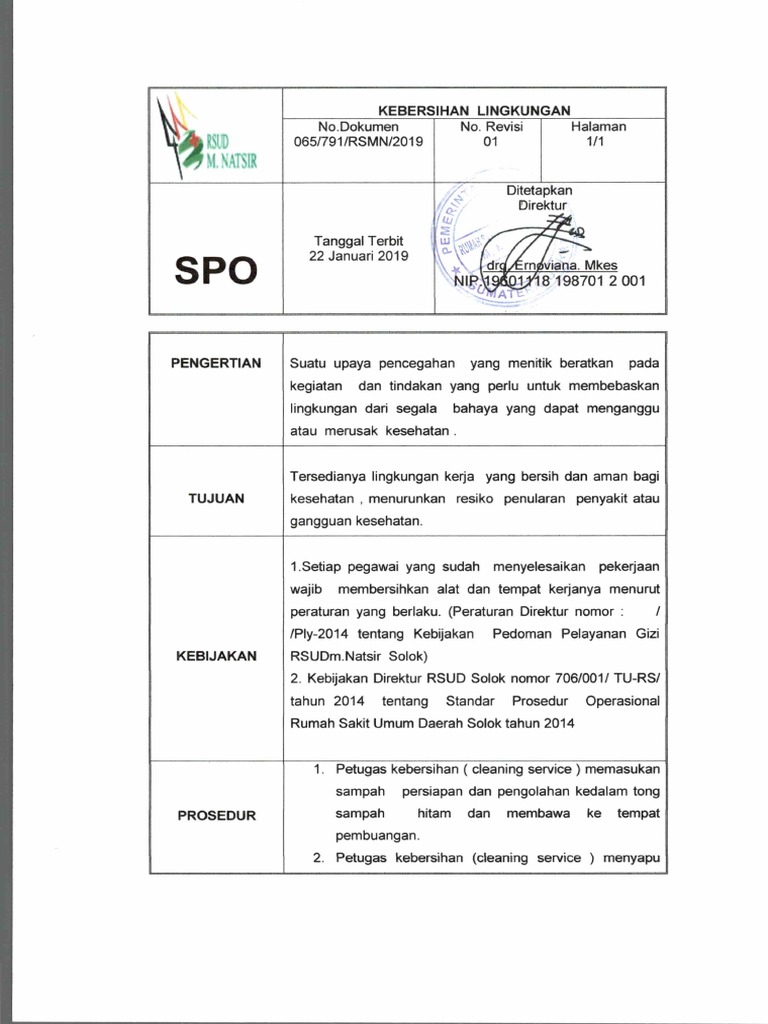 Spo Kebersihan Lingkungan Rumah Sakit | PDF