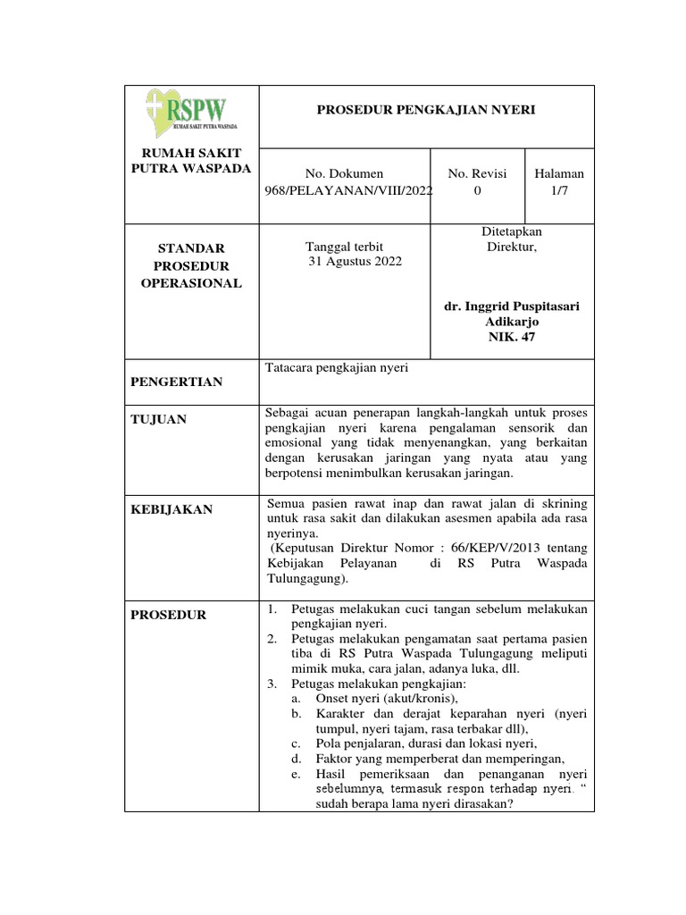 SPO Pengkajian Nyeri - Doc Fix | PDF