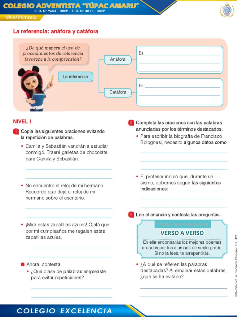 La Referencia - Anáfora y Catáfora - FICHA ESTUDIANTE | PDF