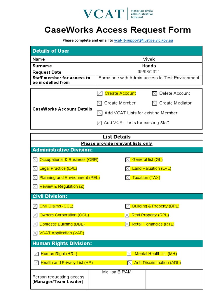 New User Request Form | PDF