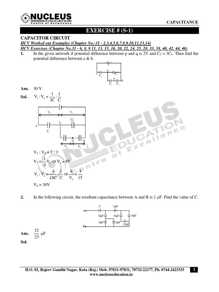 Capacitance Sol Pdf Capacitor Capacitance