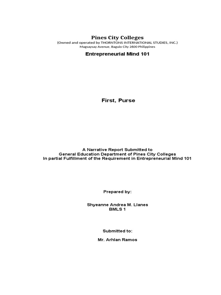 Llanes Entrep Narrative Report | PDF | Handbag | Fashion