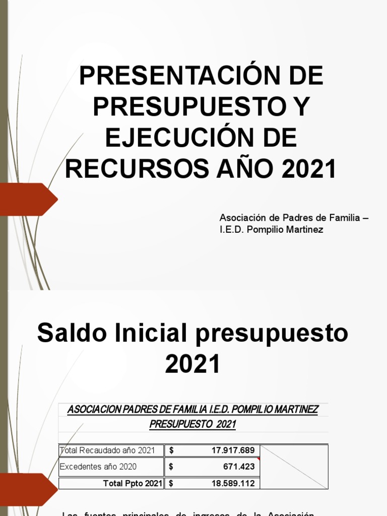 Informe de Ppto y Ejecución 2021 | PDF | Economias | Comercio