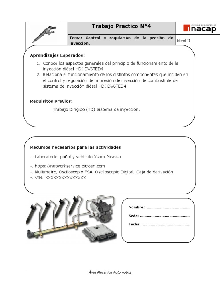 TP N°4 - Regulacion de La Presión | PDF | Inyección de combustible | Acelerador