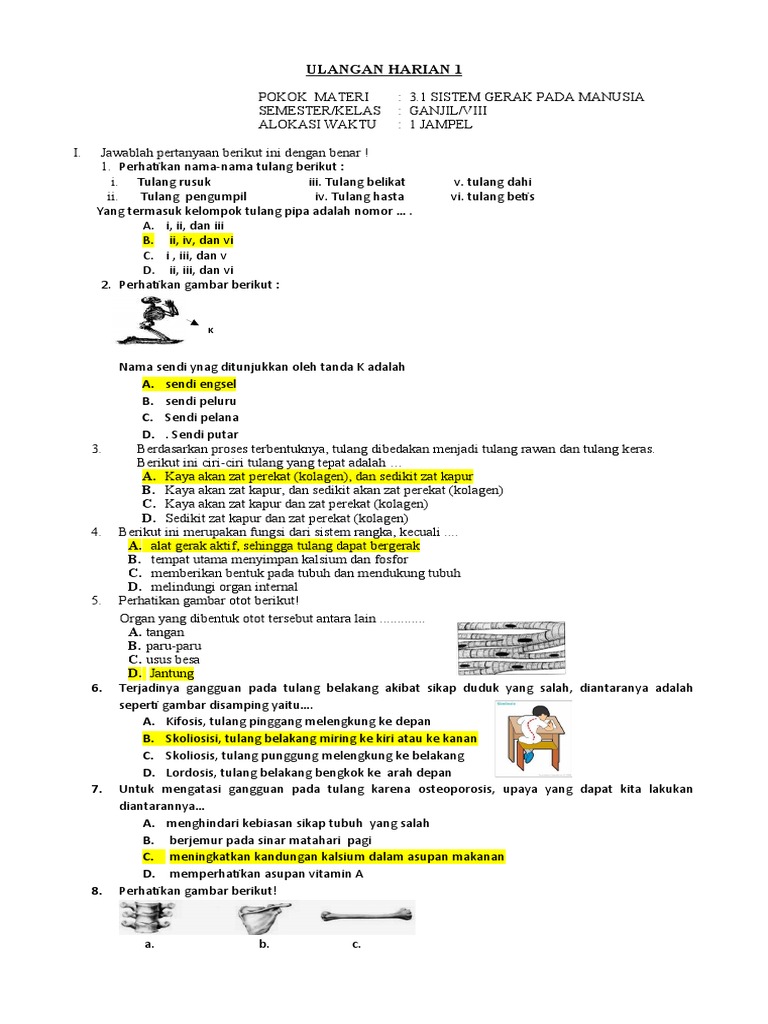 Soal Uh Sistem Gerak Manusia Daring | PDF | Olahraga & Rekreasi