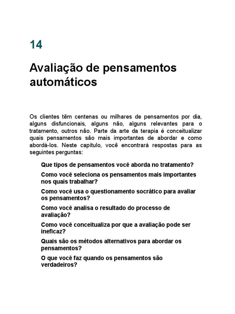 AVALIAÇÃO DE PENSAMENTOS AUTOMATICOS | PDF | Pensamento | Emoções AVALIAÇÃO DE PENSAMENTOS AUTOMATICOS | PDF | Pensamento | Emoções