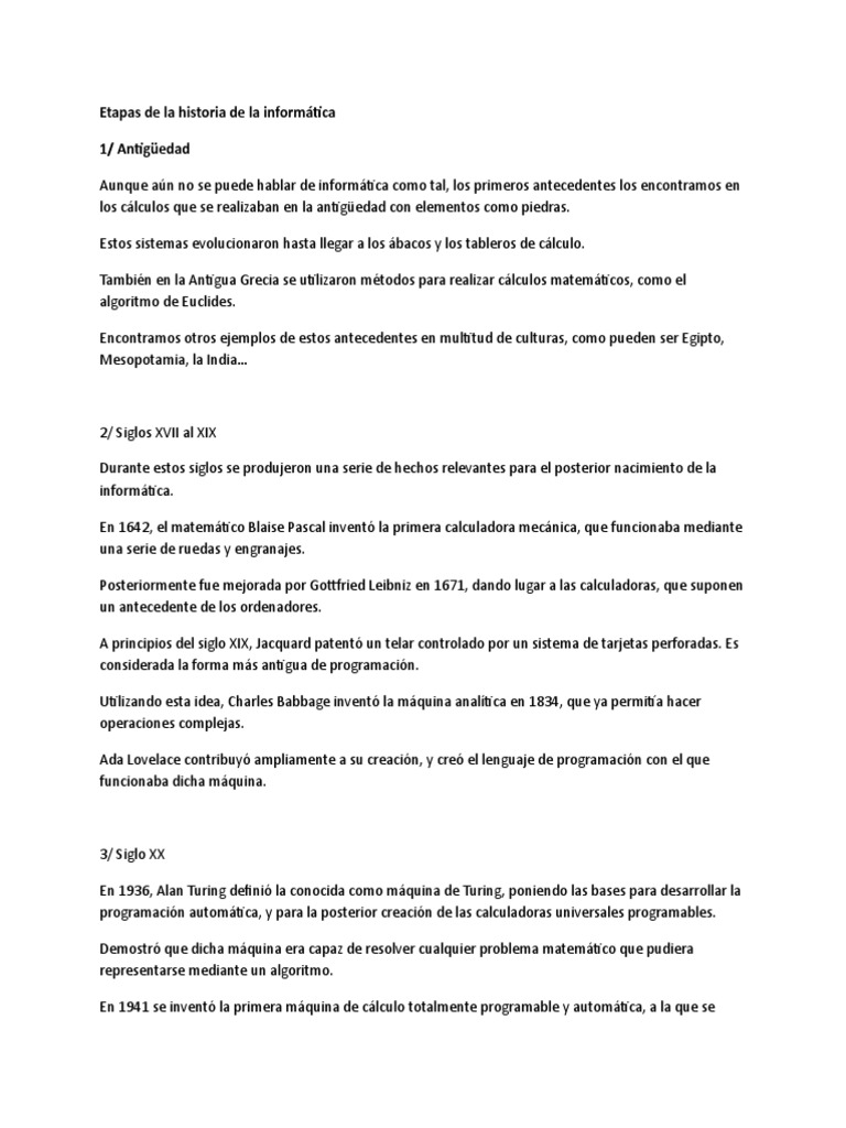 Breve Historia de La Informática | PDF | Ciencias de la Computación | Science