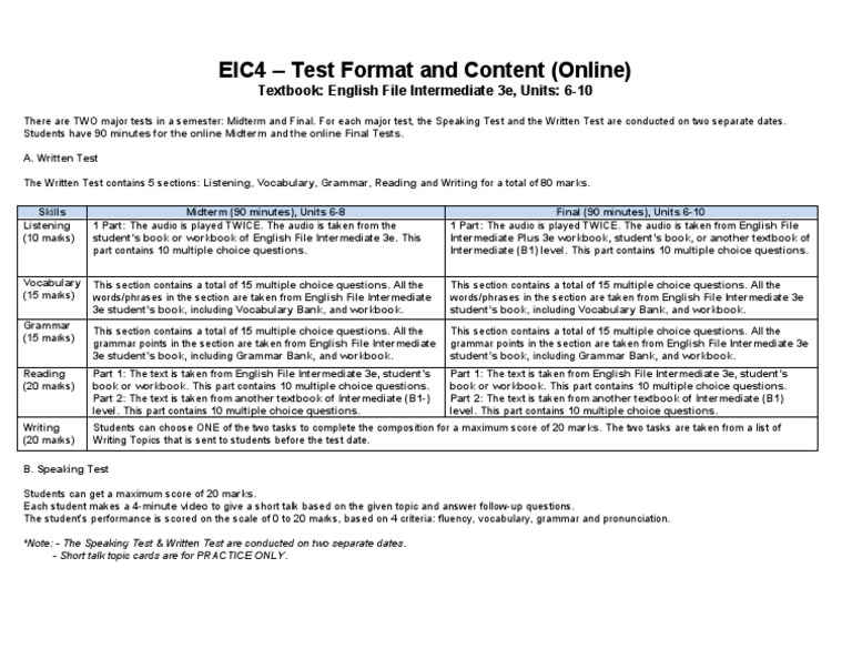 EIC 4 - Test Format and Content - 07.07.2021_Online | PDF | Multiple ...