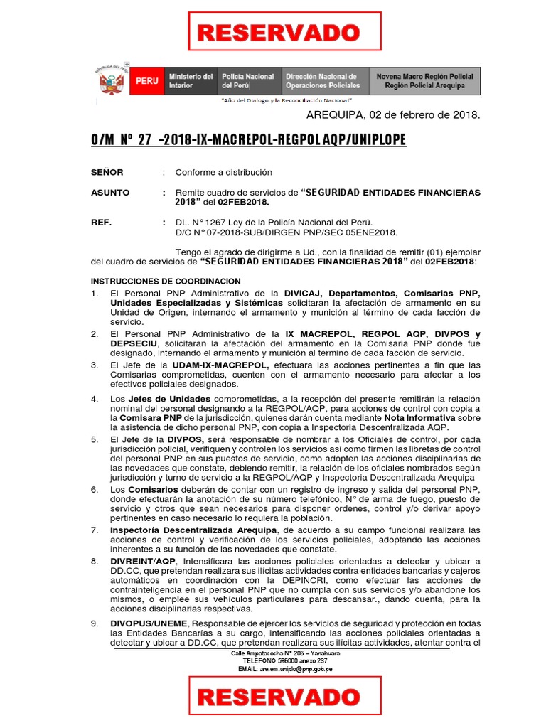 Oficios Seguridad Bancos 02feb2018 | PDF | Policía