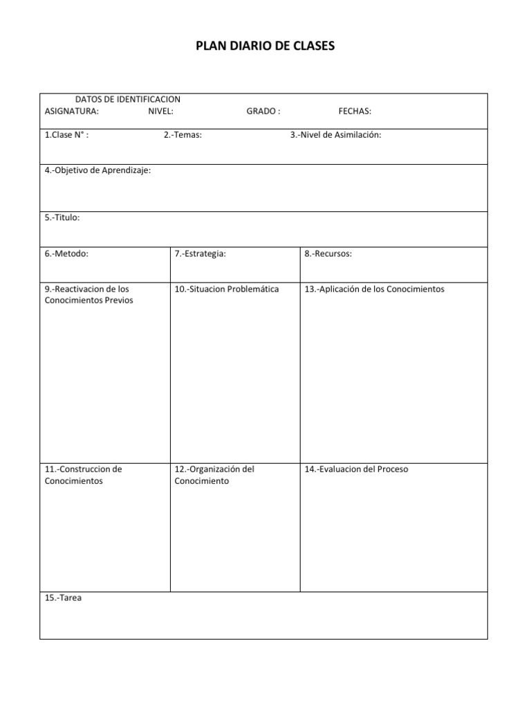 Plan Diario de Clases | PDF