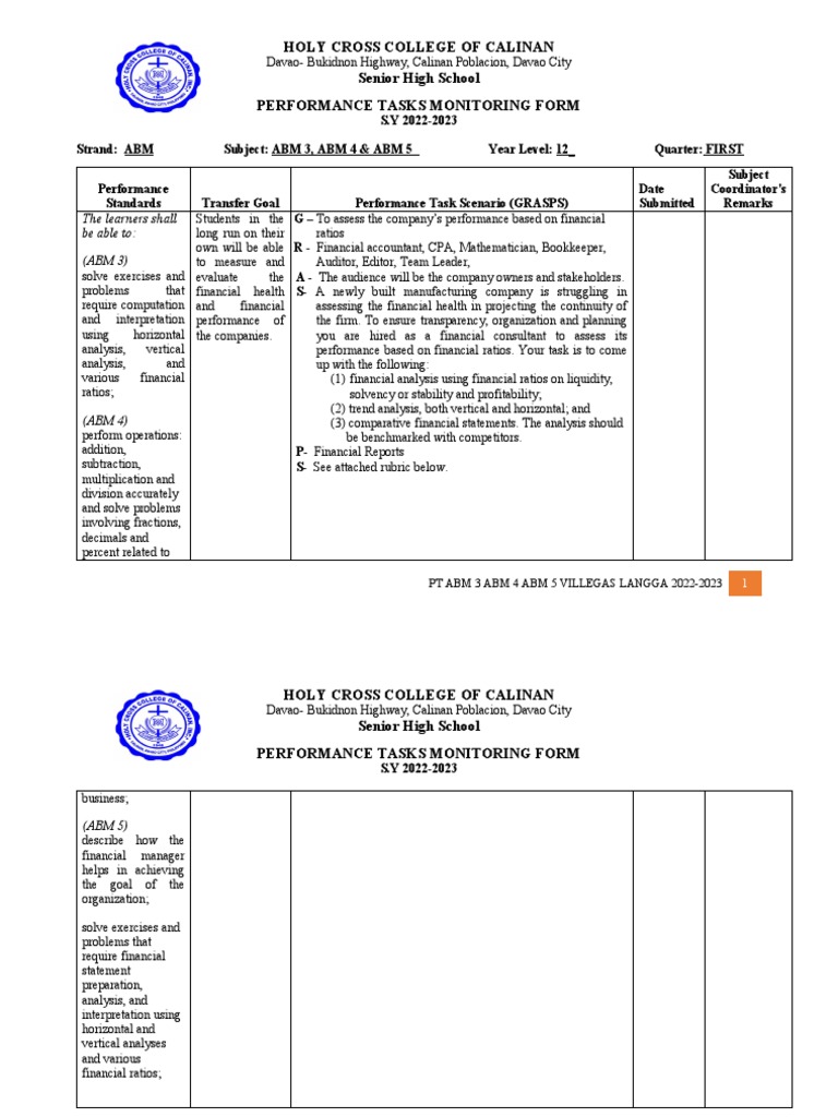 Abm 3-Abm 4-Abm 5 - First Quarter - 2022-2023 | PDF | Balance Sheet ...
