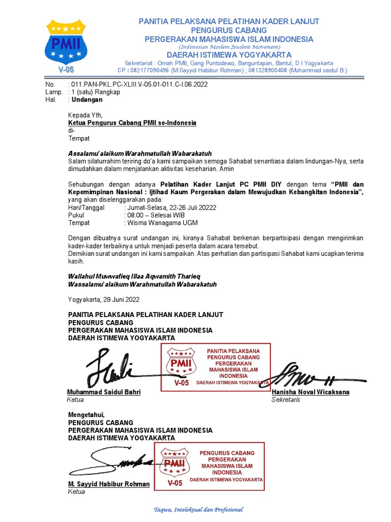 Undangan Pelatihan Kader PMII DIY | PDF | Karier & Perkembangan
