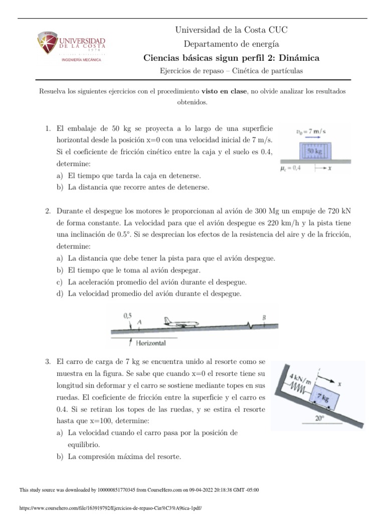 Ejercicios de Repaso Cin Tica 1 PDF | PDF | Quitarse | Fricción