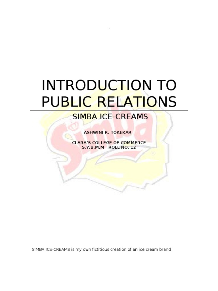 Simba Ice Creams PR | PDF | Cupcake | Public Relations