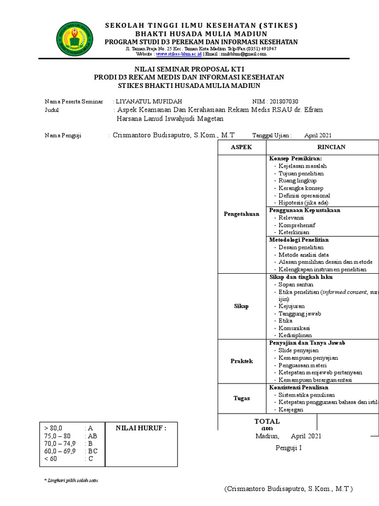Form Nilai Sempro | PDF