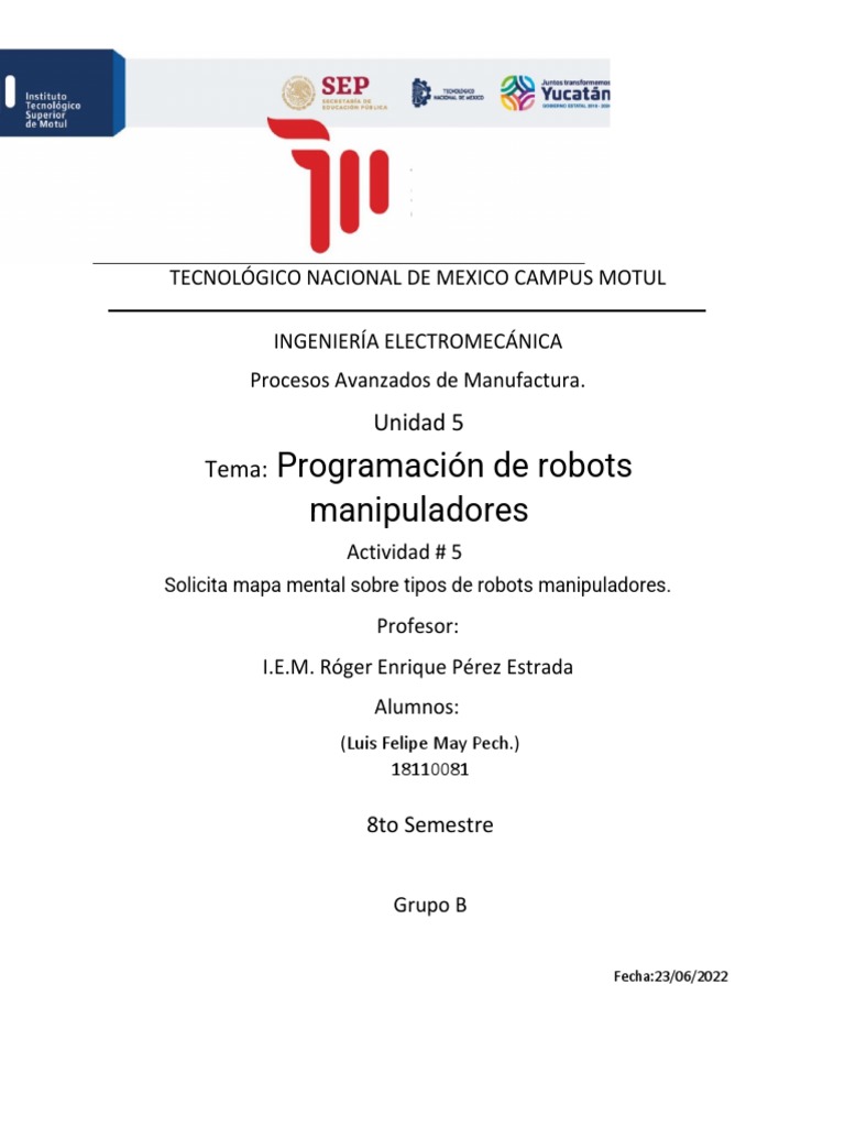 May Pech 8b U5 Act 5 Mapa Mental Pdf Robot Robótica