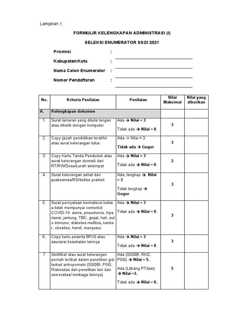Rekrut Calon Enumerator Ssgi | PDF