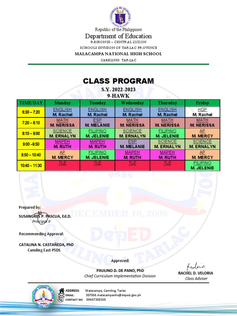 Class Program 9 Hawk | Download Free PDF | Philippines