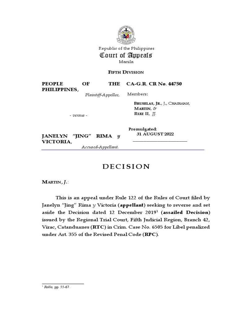 Court of Appeals Decision on Appeal of Libel Conviction of Radio ...