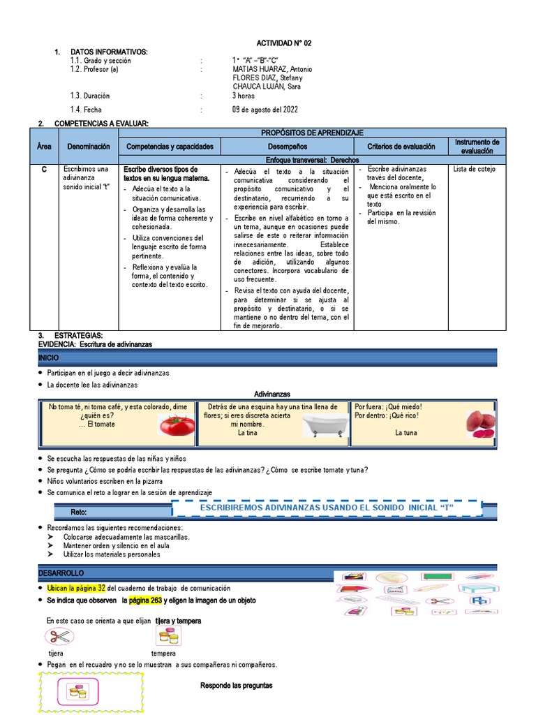 Actividad N°2 - Comunicación - 09 de Agosto | PDF | Evaluación ...