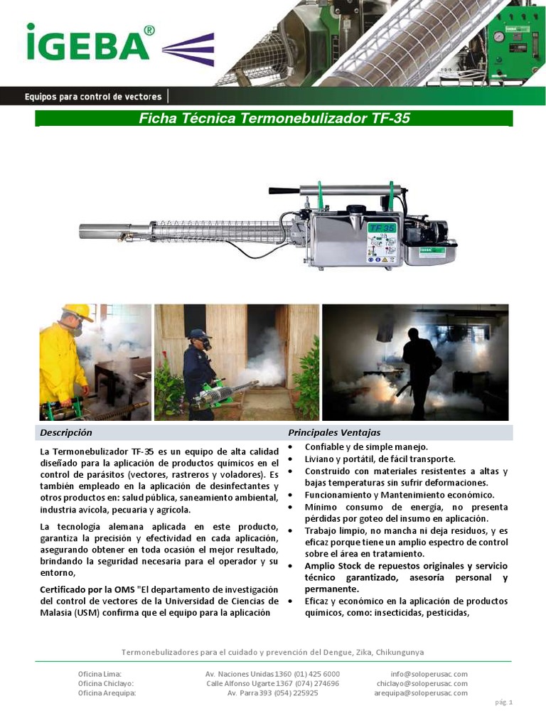 Igeba Termonebulizadora Tf-35 Salud Pública | PDF | Inyección de ...