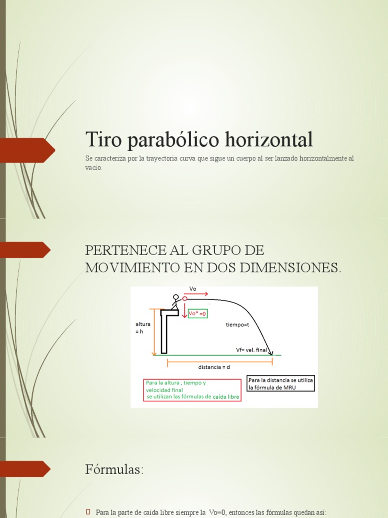 Movimiento parabólico horizontal: características, fórmulas y ejemplos ...