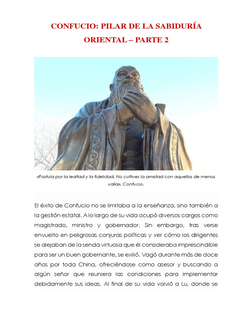 Confucio, Parte 2 Sabiduría | PDF | Confucio | confucionismo