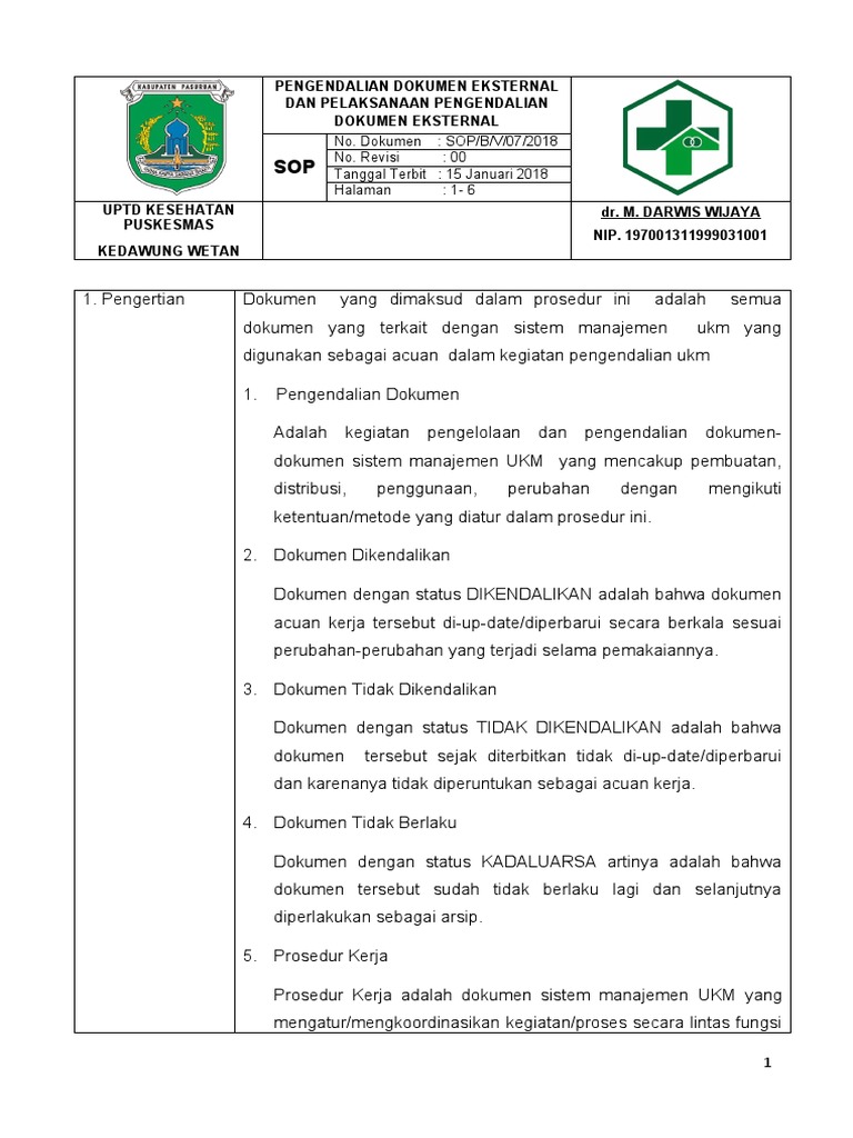Perbaikan Sop Pengendalian Dokumen Eksternal | PDF