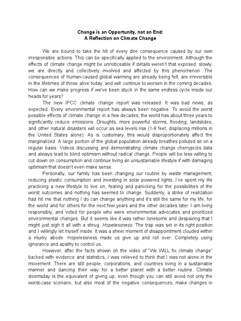 Reflection On Climate Change | PDF | Climate Change | Earth Sciences